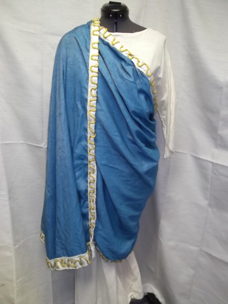 Blue, white, and gold Greco-Roman Toga-GR Toga 4180- – Costume Cottage