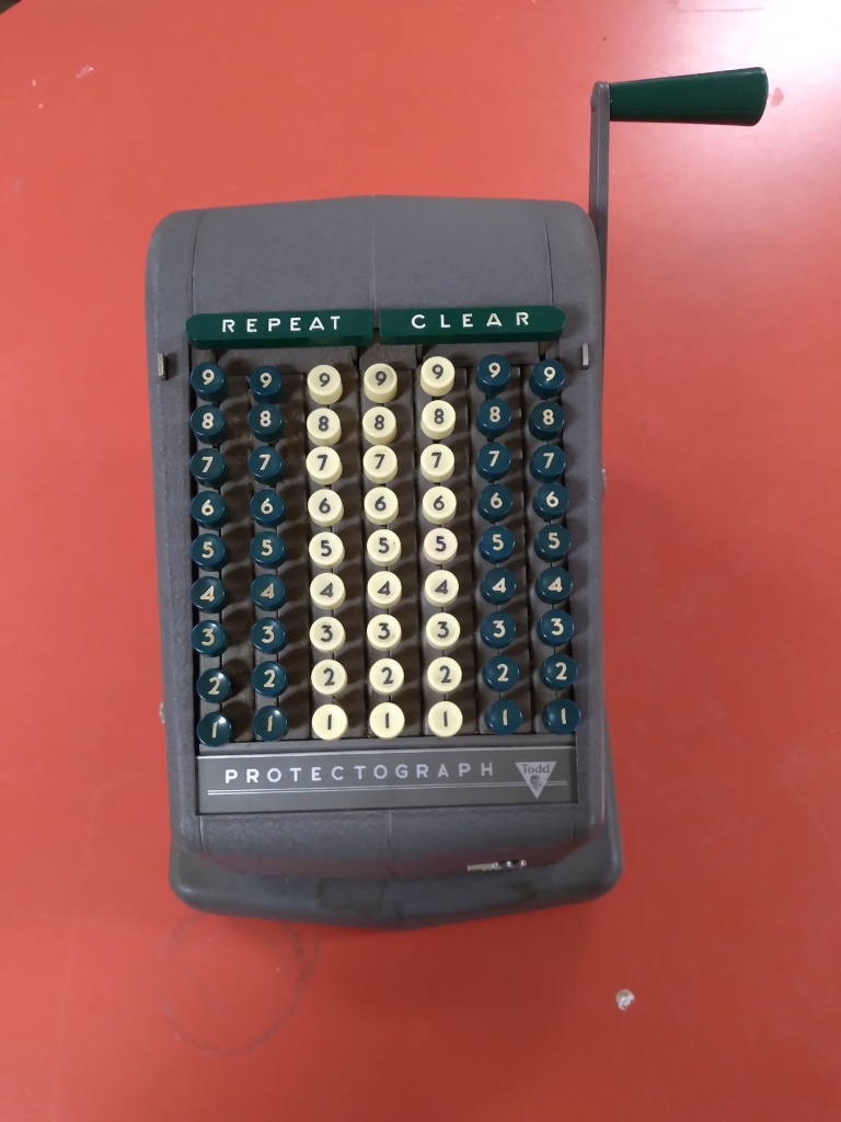 Protectograph check writer – Prop Closet